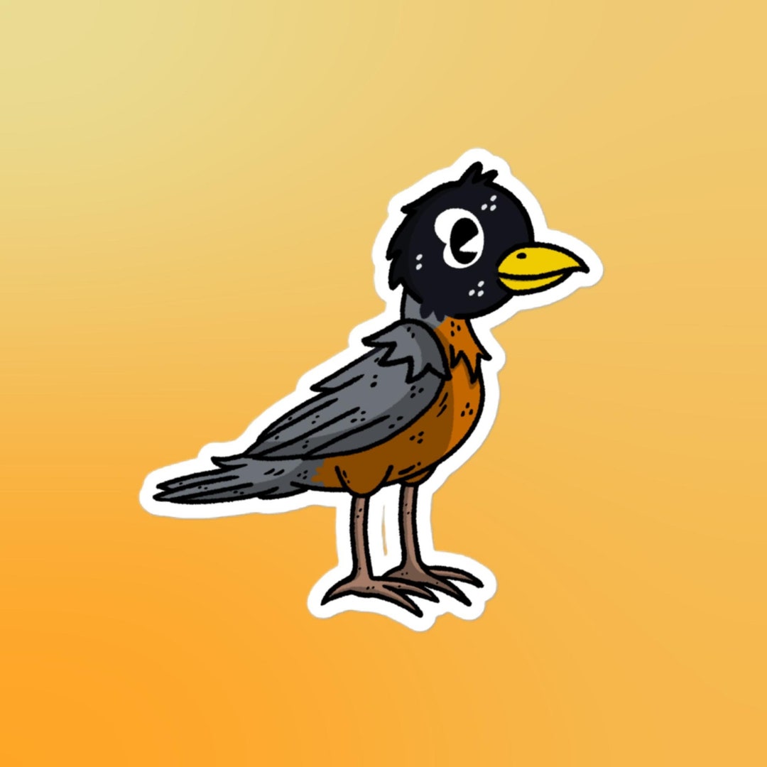 Cartoon American Robin Vinyl Die Cut Sticker | Cute Bird Artwork | Gift ...