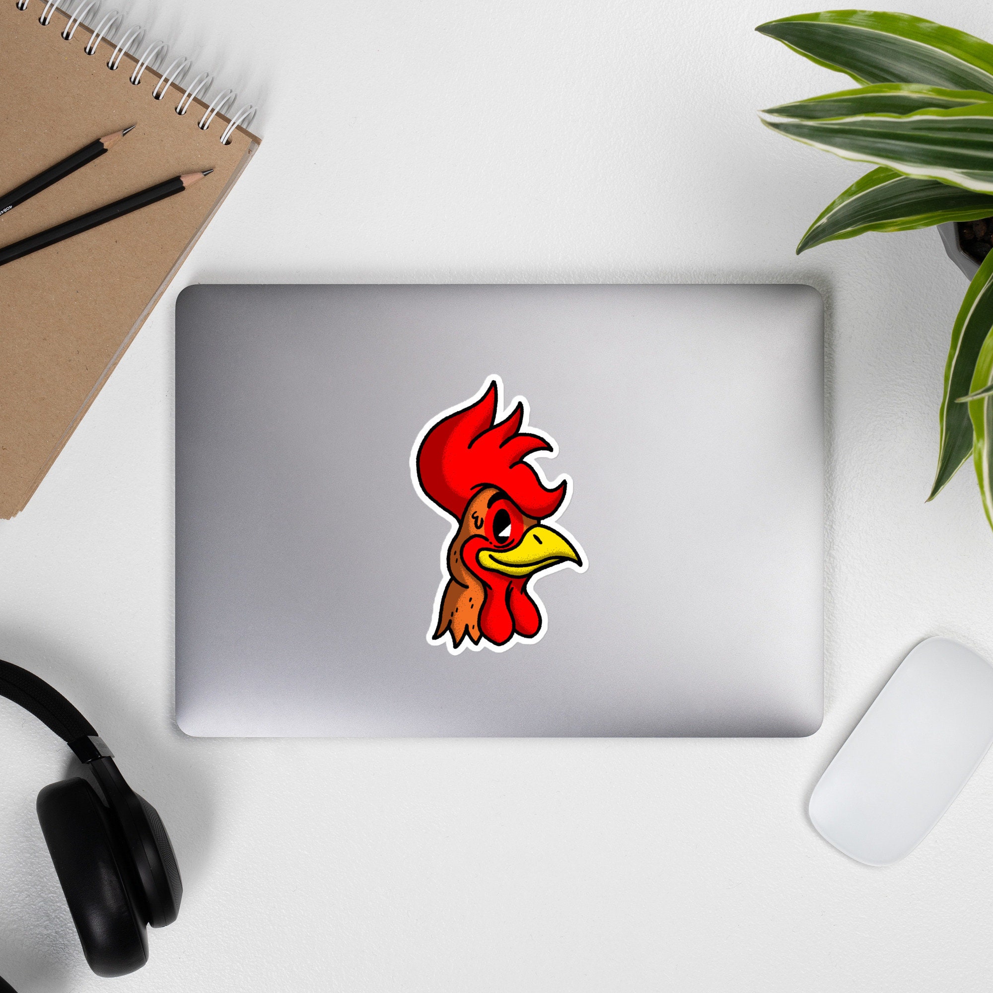 Cartoon Rooster Vinyl Die Cut Sticker | Lowbrow Chicken Art | Gift for ...