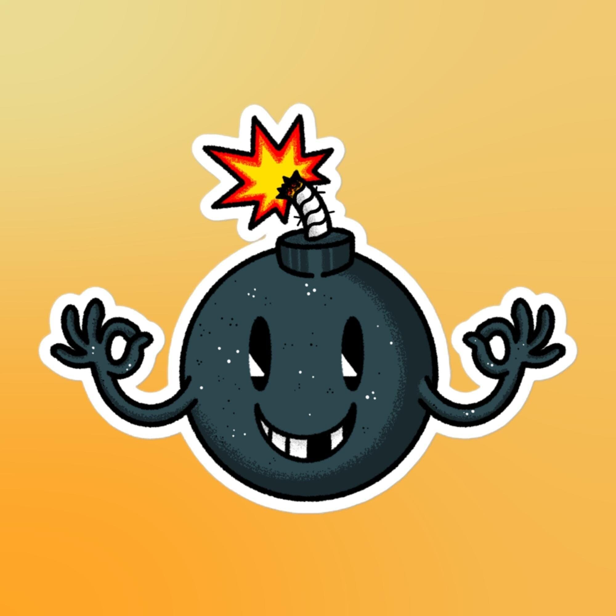 Cartoon Bomb Vinyl Die Cut Sticker | Cute Bomb Artwork | Lowbrow Art ...