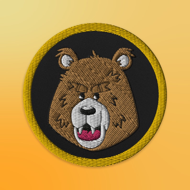 3" Cartoon Brown Bear Embroidered Iron on Patch | Angry Bear Sew on ...