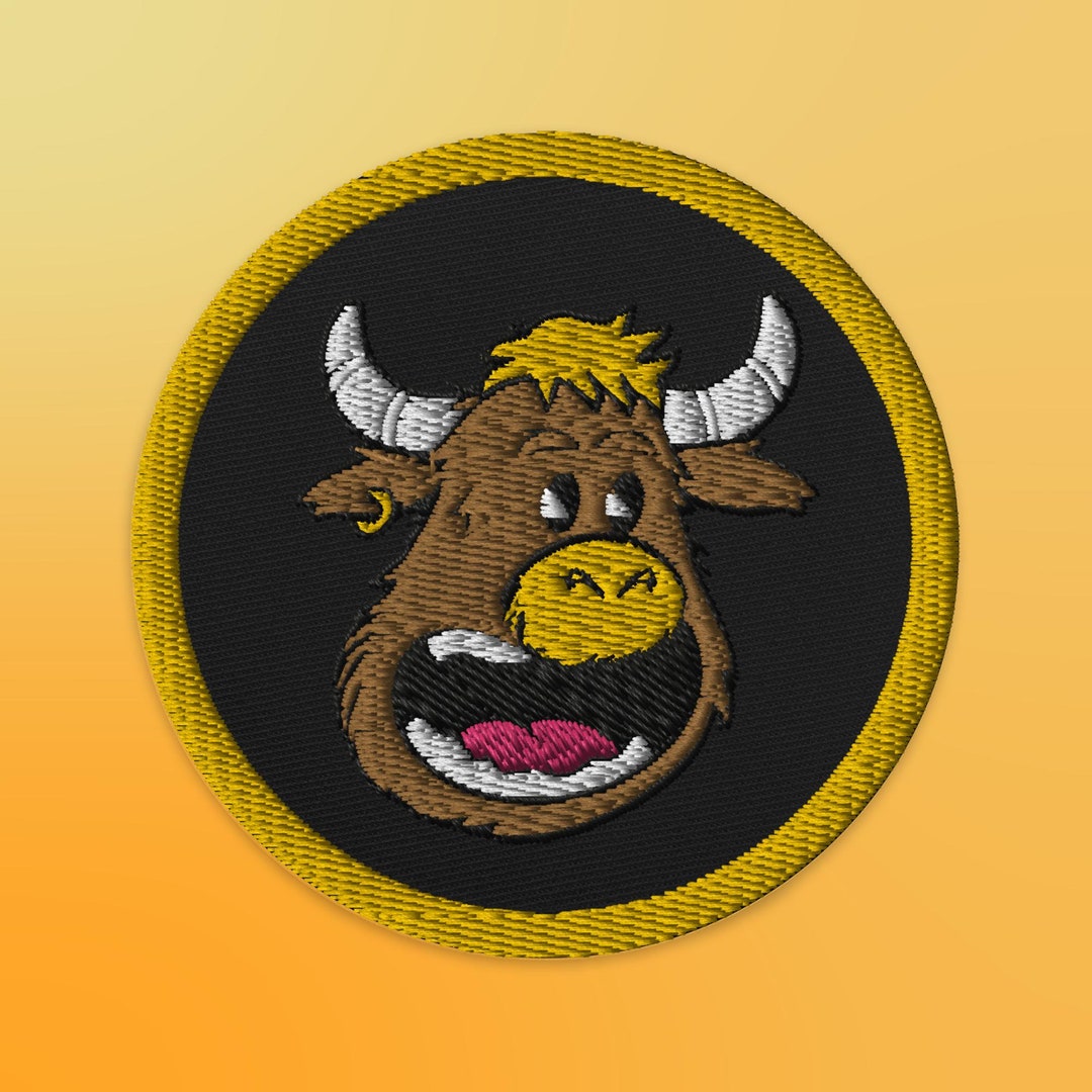 3" Cartoon Highland Cow Embroidered Iron on Patch | Fluffy Cow Sew on ...