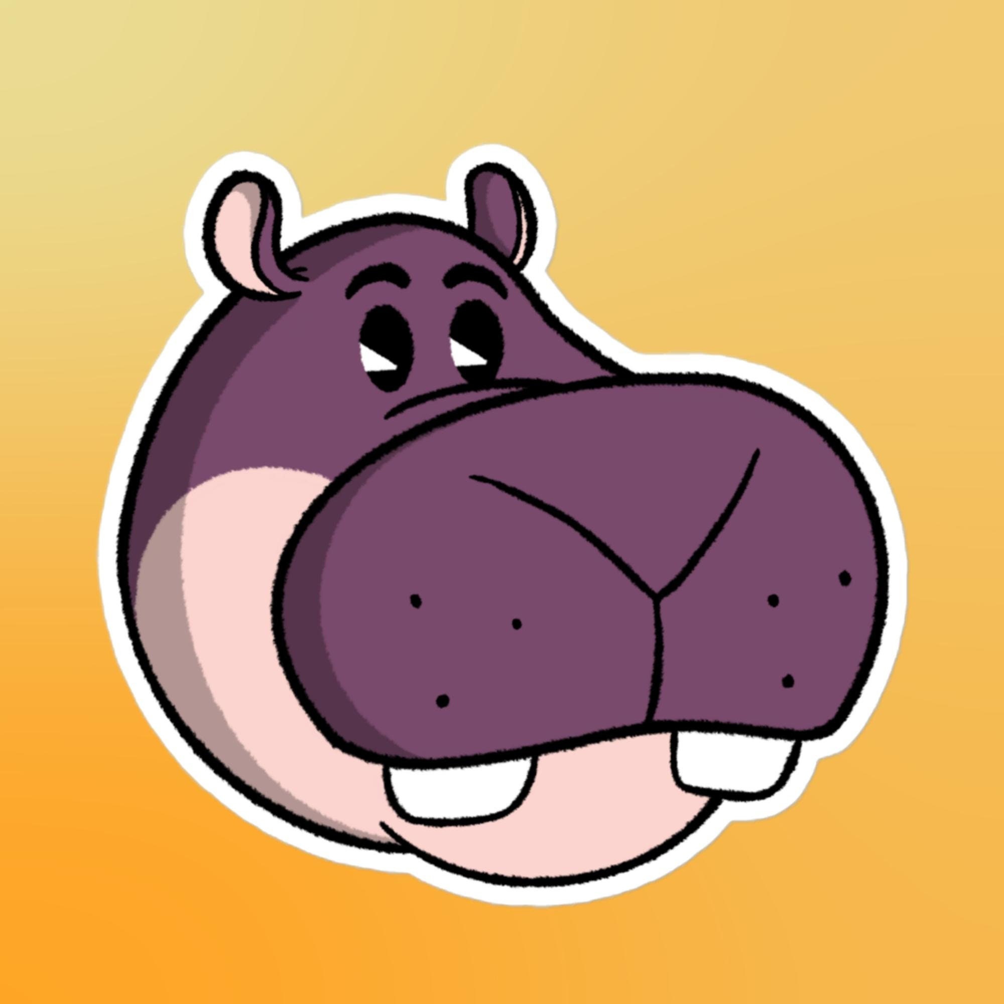 Cartoon Hippo Vinyl Die Cut Sticker | Safari Hippopotamus Lowbrow Art ...