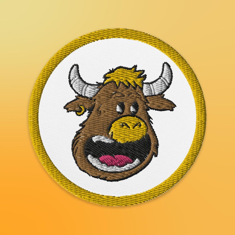 3" Cartoon Highland Cow Embroidered Iron on Patch | Fluffy Cow Sew on ...