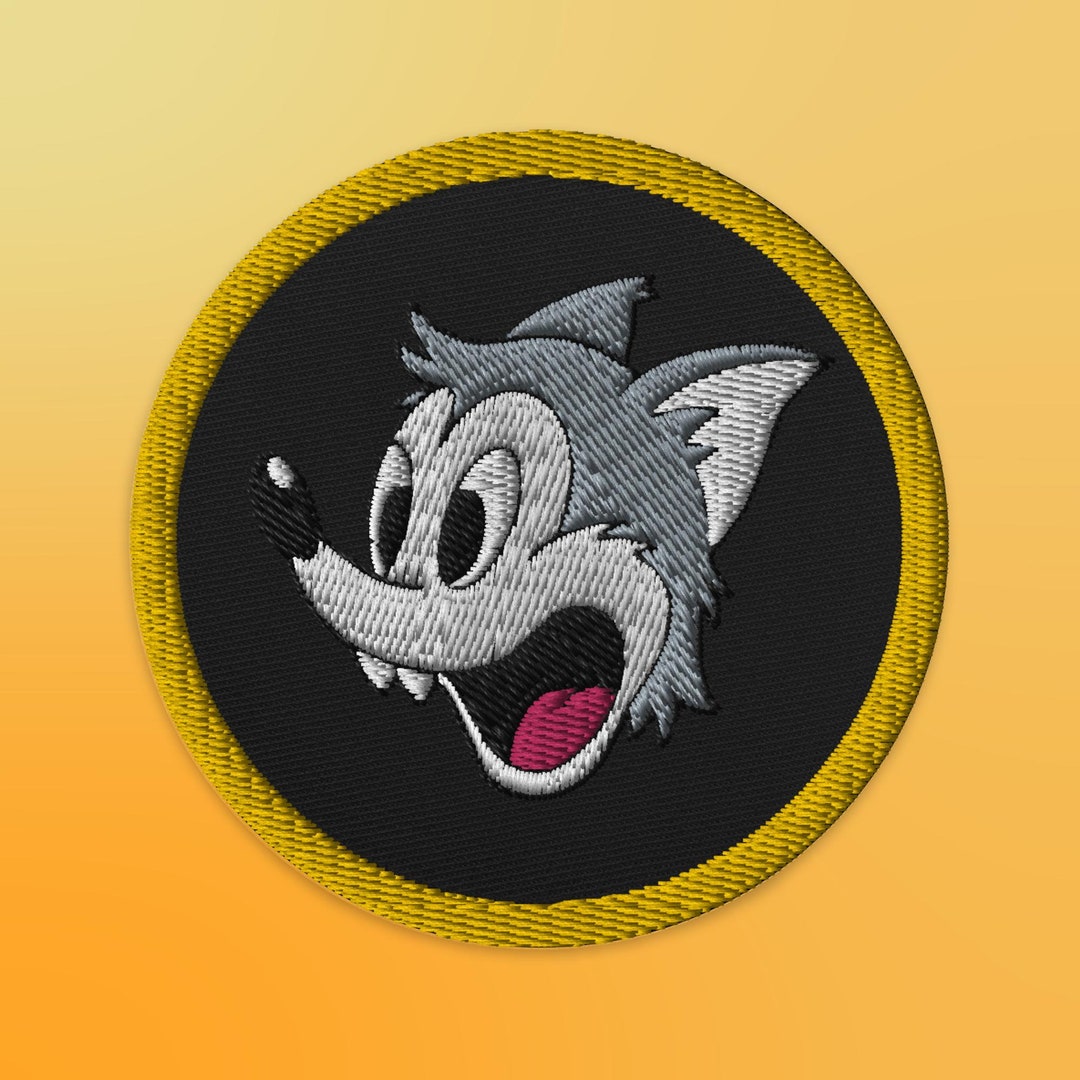 3" Cartoon Grey Wolf Embroidered Iron on Patch | Happy Dog Sew on Patch ...