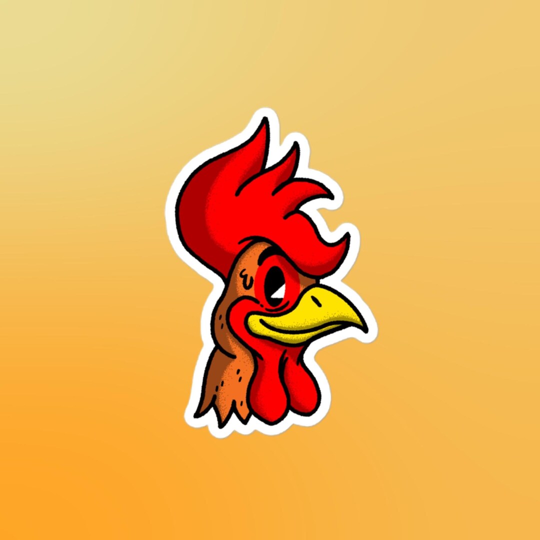 Cartoon Rooster Vinyl Die Cut Sticker | Lowbrow Chicken Art | Gift for ...