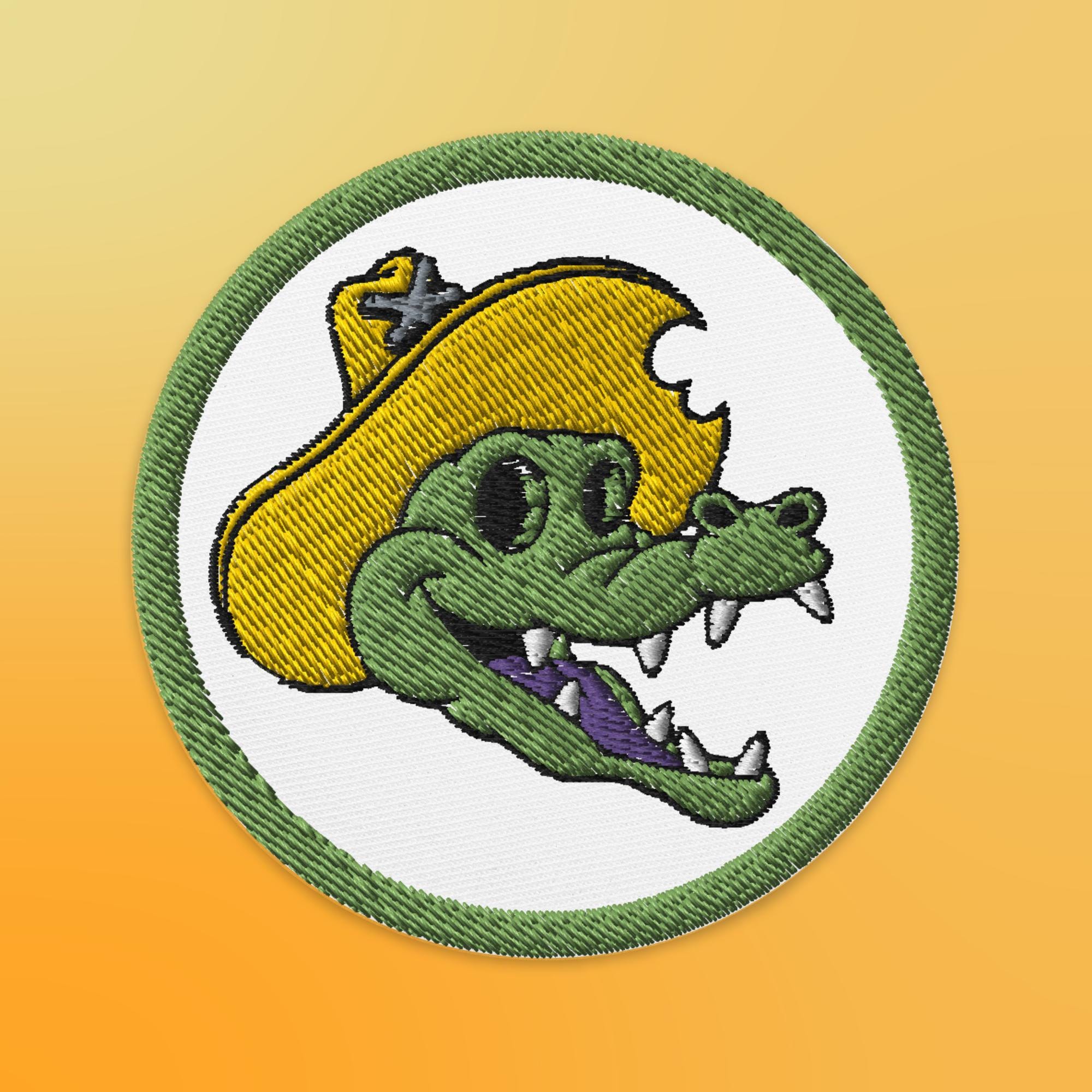 3" Crocodile Cowboy Embroidered Iron on Patch | Crocodile Sew on Patch ...
