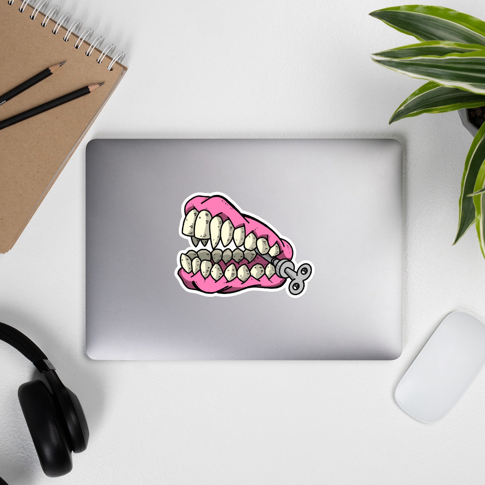 Cartoon Vampire Chattering Teeth Toy Sticker | Lowbrow Art | Car Decal ...