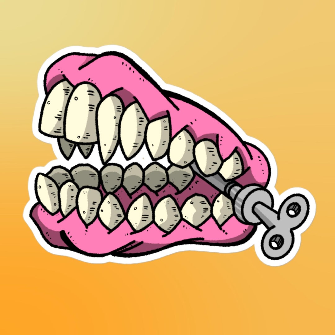 Cartoon Vampire Chattering Teeth Toy Sticker | Lowbrow Art | Car Decal ...