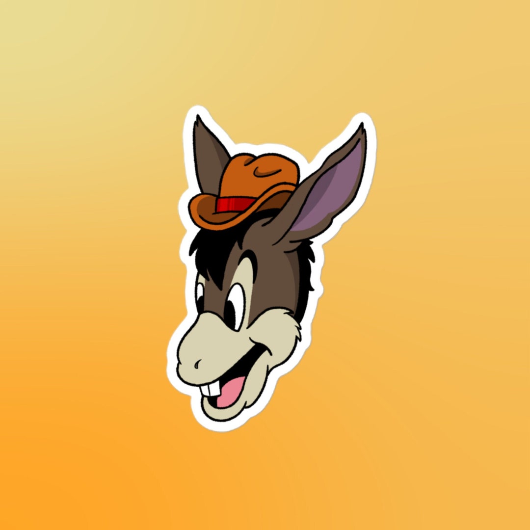 Cartoon Donkey Sticker | Cowboy Western Sticker | Car Decal | Vinyl Die ...
