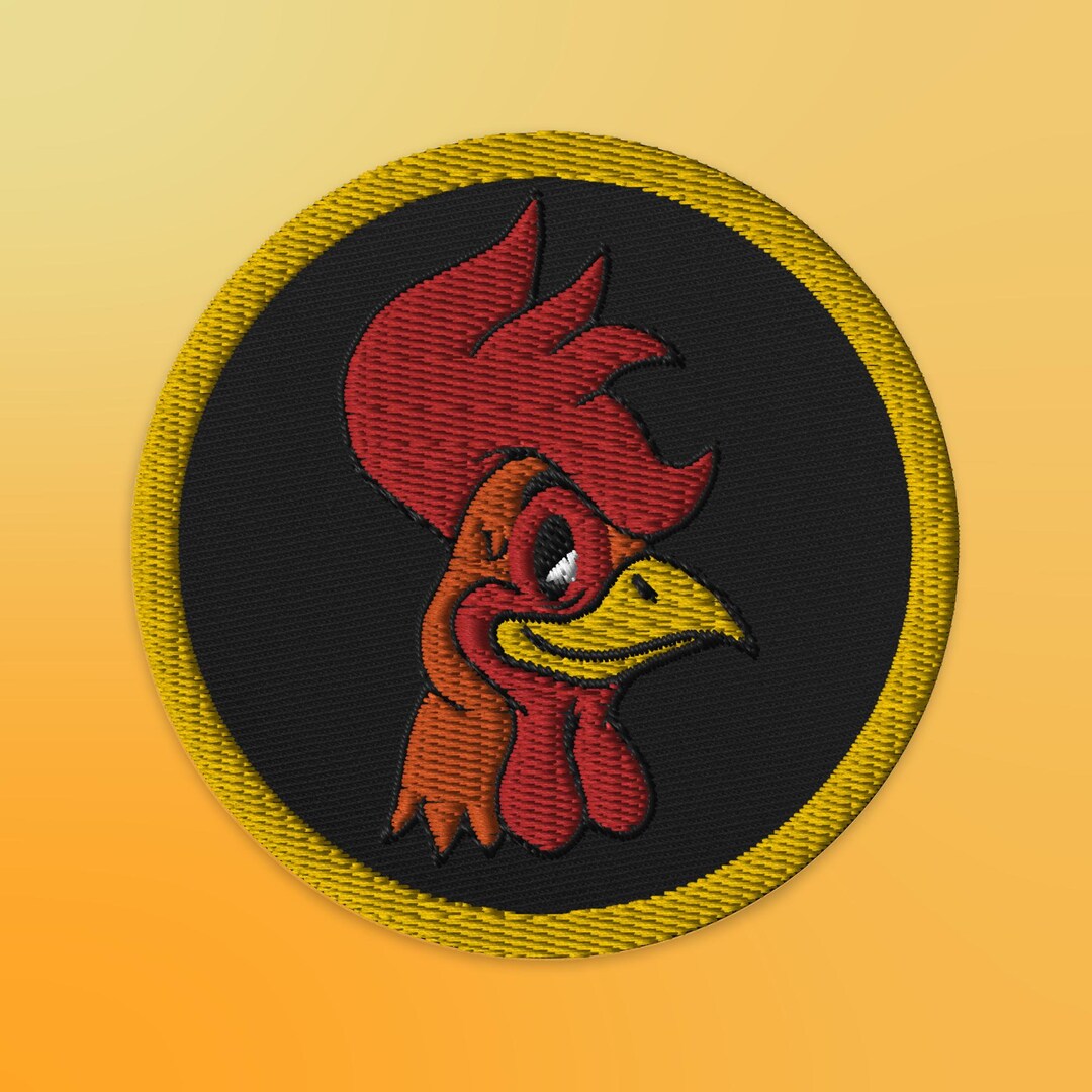 3" Cartoon Rooster Embroidered Iron on Patch | Chicken Sew on Patch | Lowbrow Art | Jacket, Hat ...