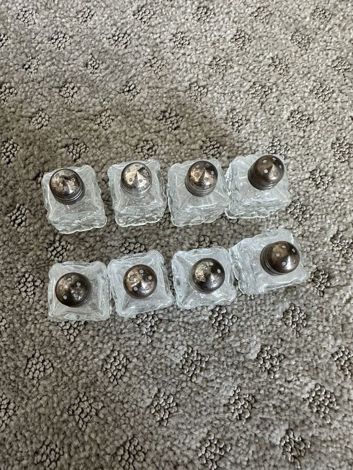Vintage Square Glass Salt and Pepper Shakers Set of 8 - Etsy