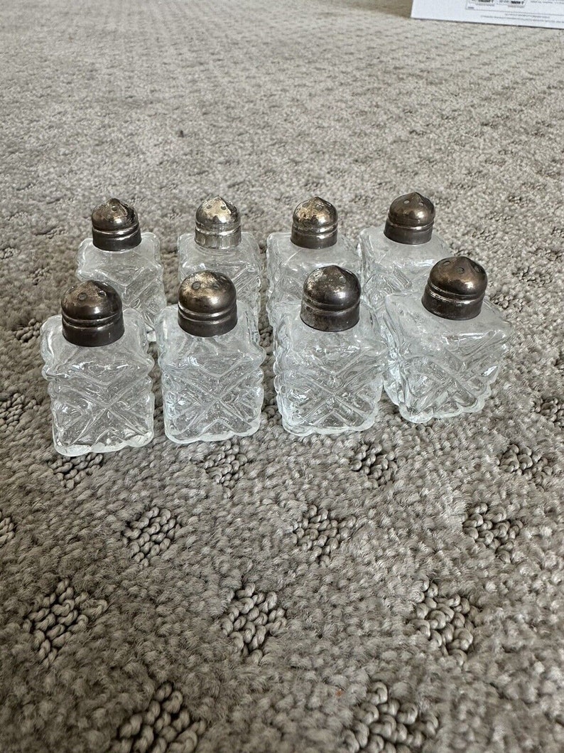 Vintage Square Glass Salt and Pepper Shakers Set of 8 - Etsy