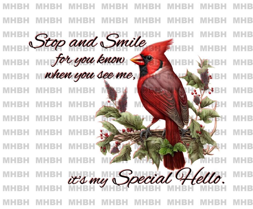 Red Cardinal Special Hello ~ PNG - Sublimation - Tshirt - Digital Image ...