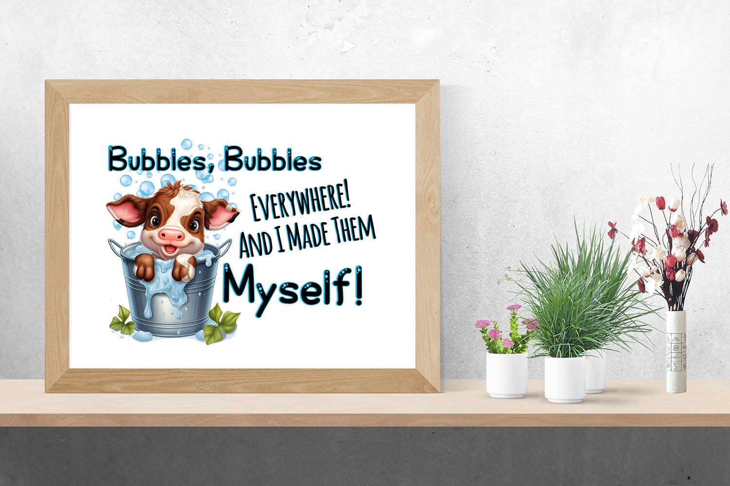 Bubbles Everywhere PNG Sublimation Baby Cow Cow Bath Tshirt Digital ...