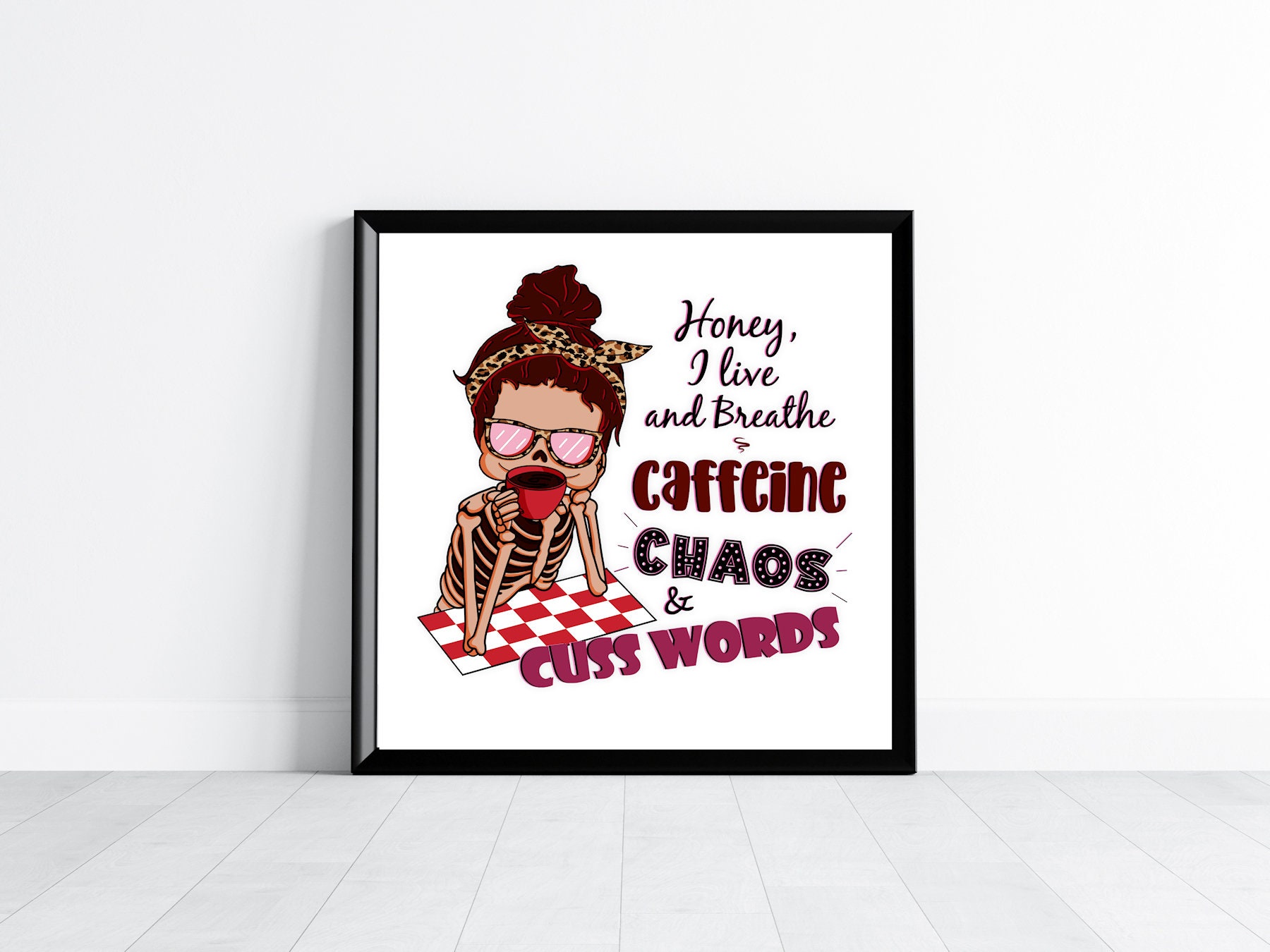 Caffeine Chaos & Cuss Words Skeleton PNG - Sublimation - Scrapbook ...