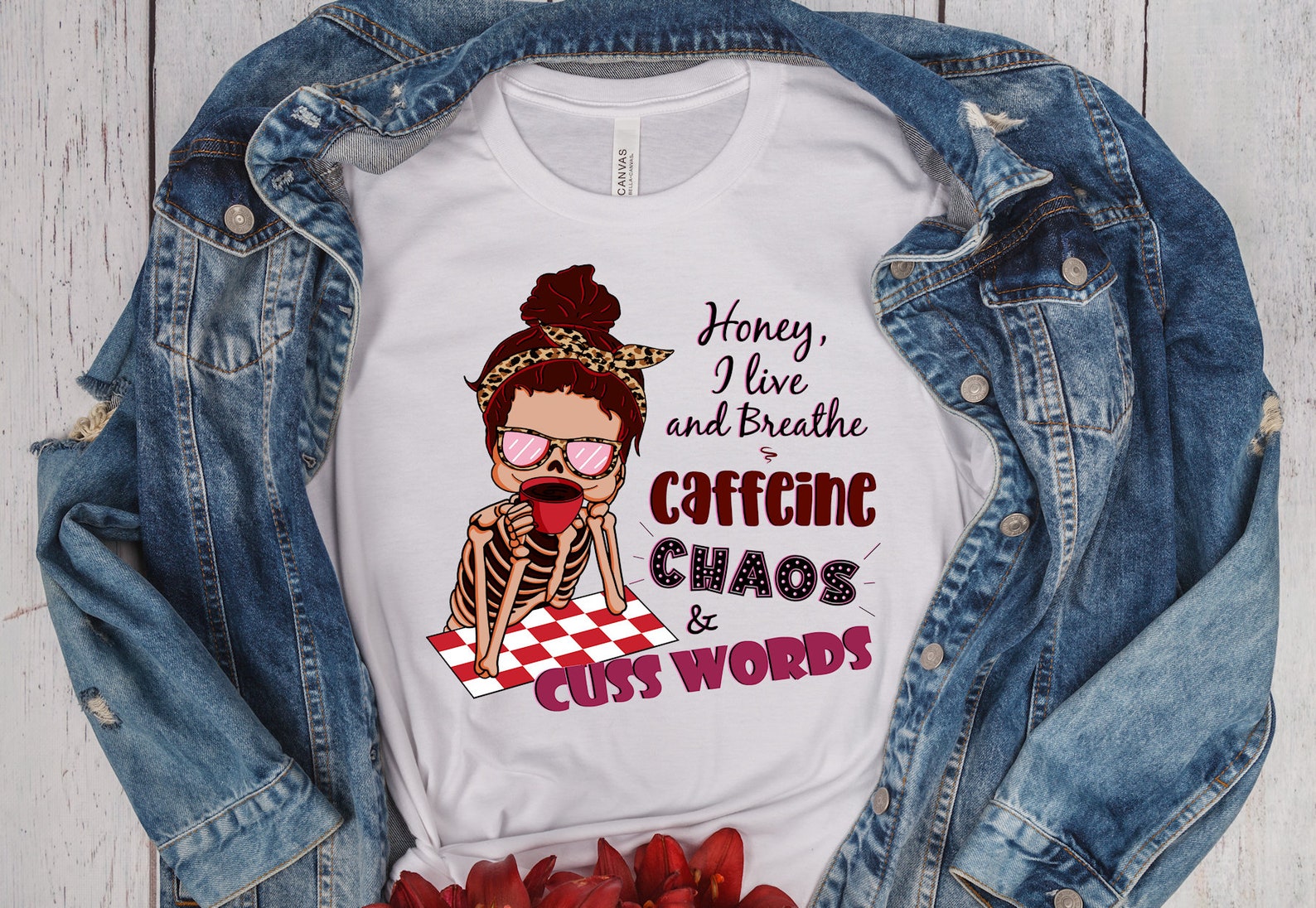 Caffeine Chaos & Cuss Words Skeleton PNG - Sublimation - Scrapbook ...