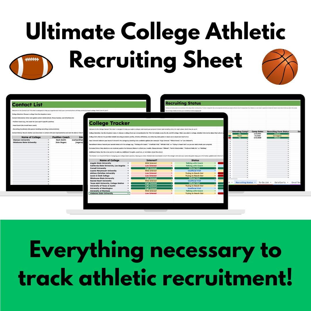 Ultimate College Athletic Recruiting Spreadsheet | Google Sheet - Etsy