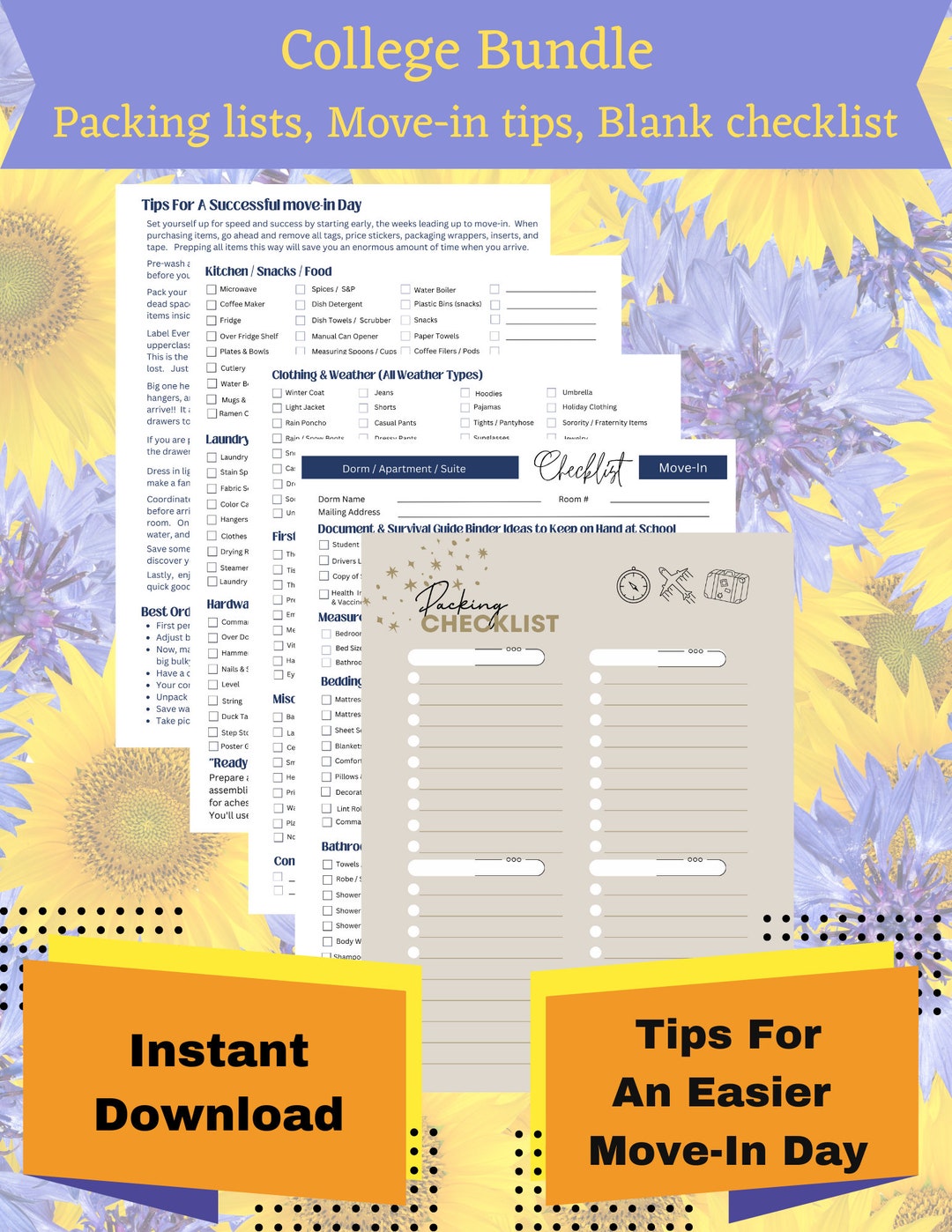 College Packing List, Packing Checklist for Dorm, Packing List for ...