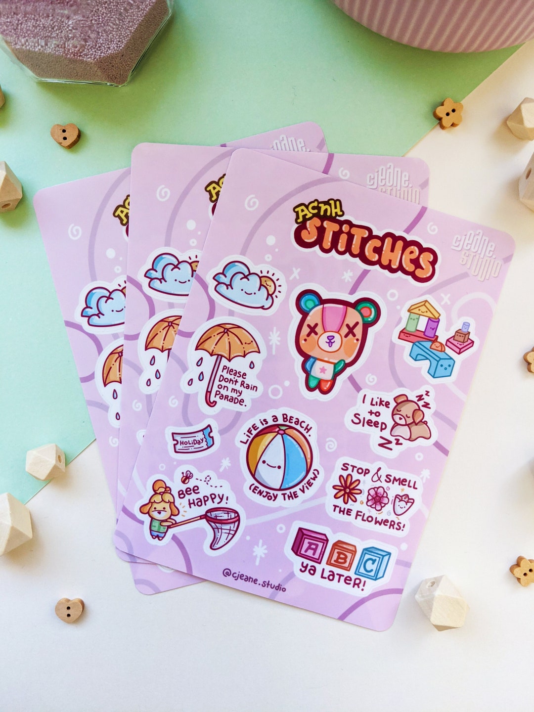 ACNH Stitches Vinyl Sticker Sheet Animal Crossing Stickers Cute ...