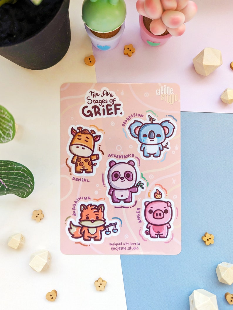 Stages of Grief Series Vinyl Sticker Sheet Glossy Premium Waterproof ...