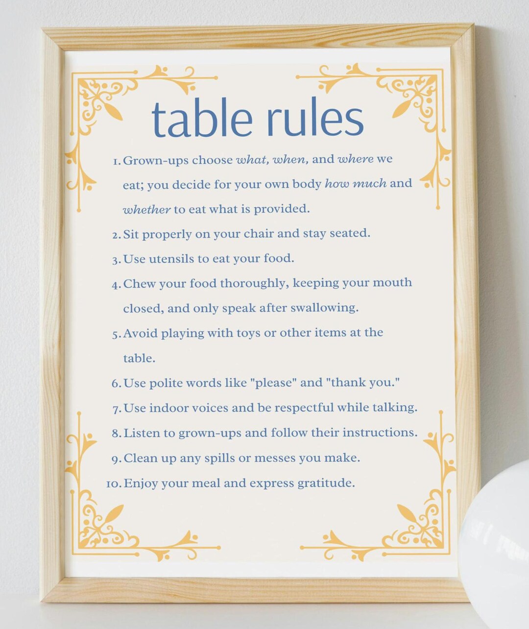 10 Table Rules for Children | Printable Digital Download | Simple and ...