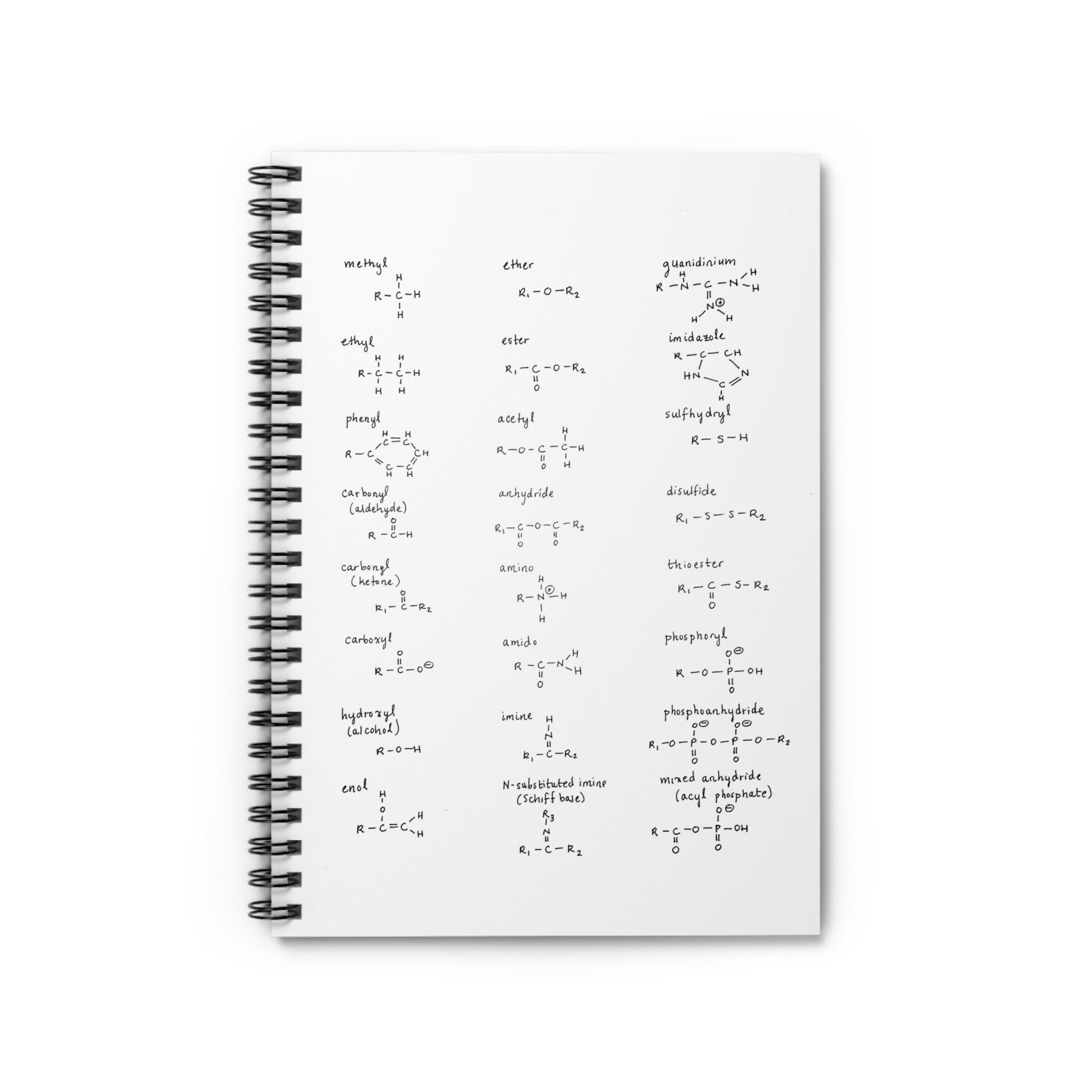 Common Functional Groups in Biomolecules - Spiral Notebook - Ruled Line ...