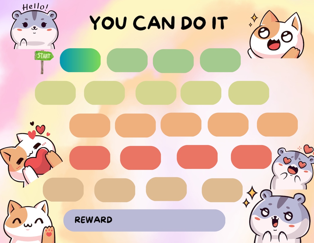 Cat Reward Chart for Kids Behavior Chart Printable Chore - Etsy