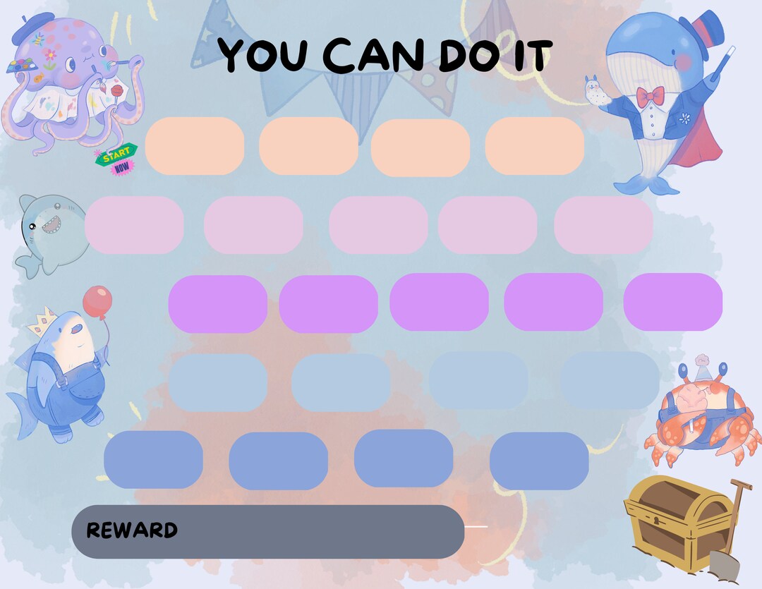 Shark Reward Chart for Kids Behavior Chart Printable Chore - Etsy