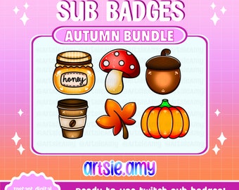 Cozy Autumn Fall Twitch Sub Badges | Cute Cottagecore Bit Badges ...