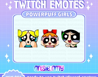 10 + 2 Animated Cute Powerpuff Girls Emotes for Twitch/youtube - Bubble ...
