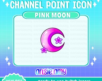 Pink Crescent Moon Channel Point • Pixel Art Icon • Cute Twitch Reward ...
