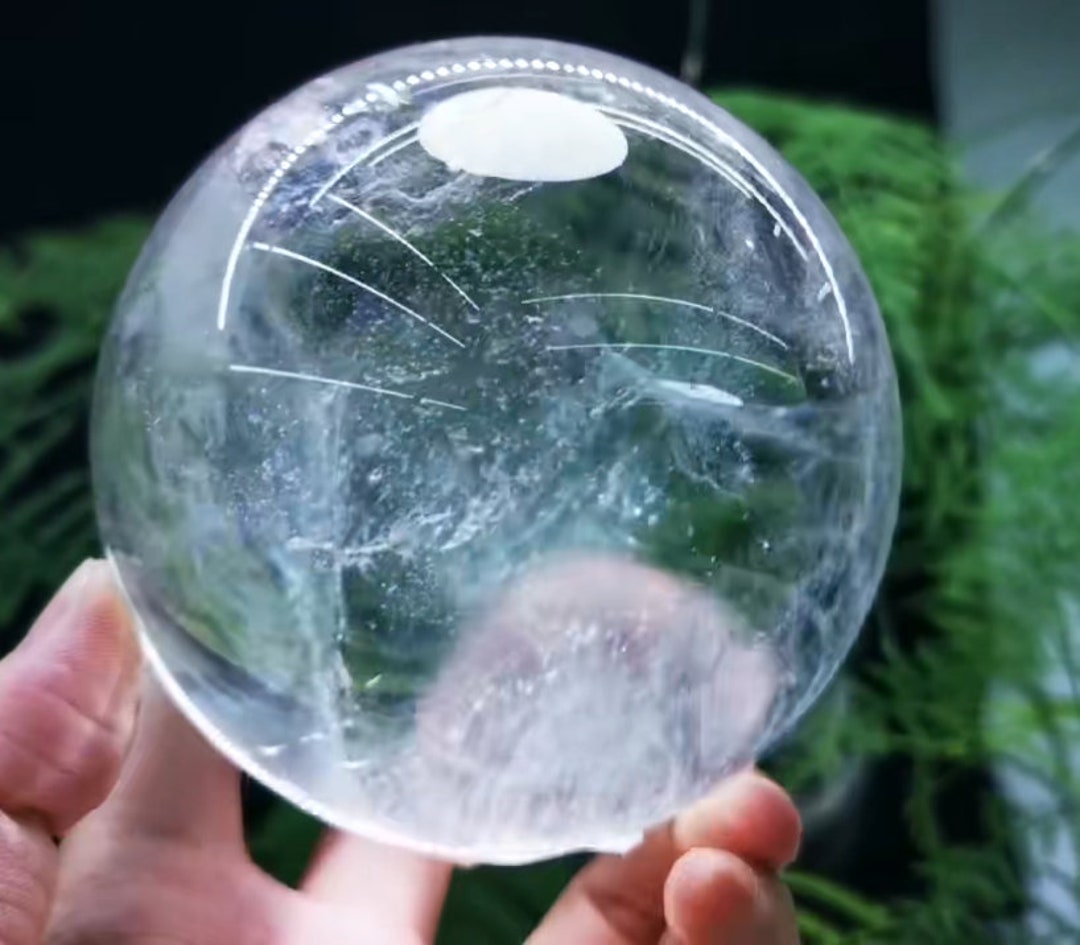 88mm Natural Crystal Anomaly Clear Ball Clarity for Scrying, Meditation ...