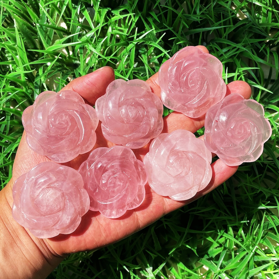 2inches Rose Quartz Rose Flower Pink Quartz Love Stone Heart Chakra 1PC ...