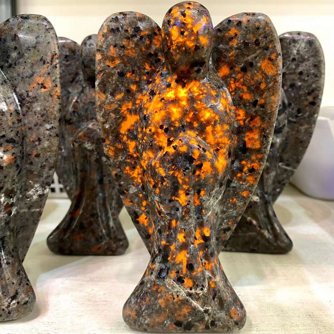 6 Natural Hand Carved Flame-stone Angel.crystal Carvings.flame-stone ...