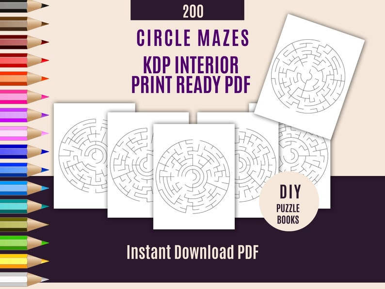 PLR 200 Circle Mazes, Printable Mazes, Circle Mazes for Kids, Puzzle ...