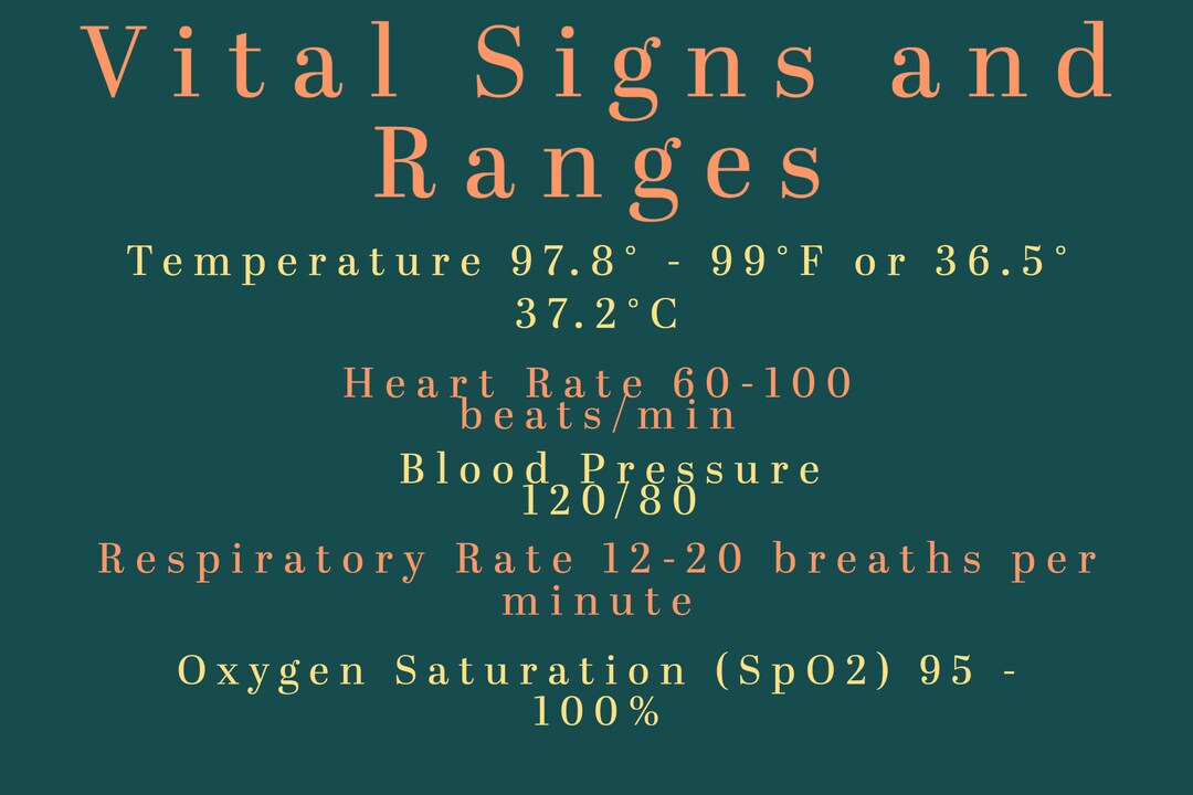 Quick Reference Vital Signs - Etsy