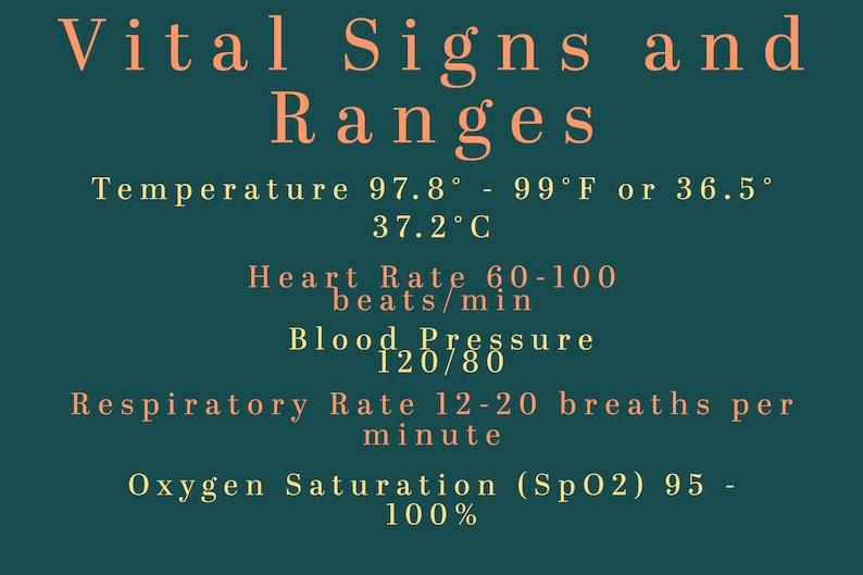 Quick Reference Vital Signs - Etsy