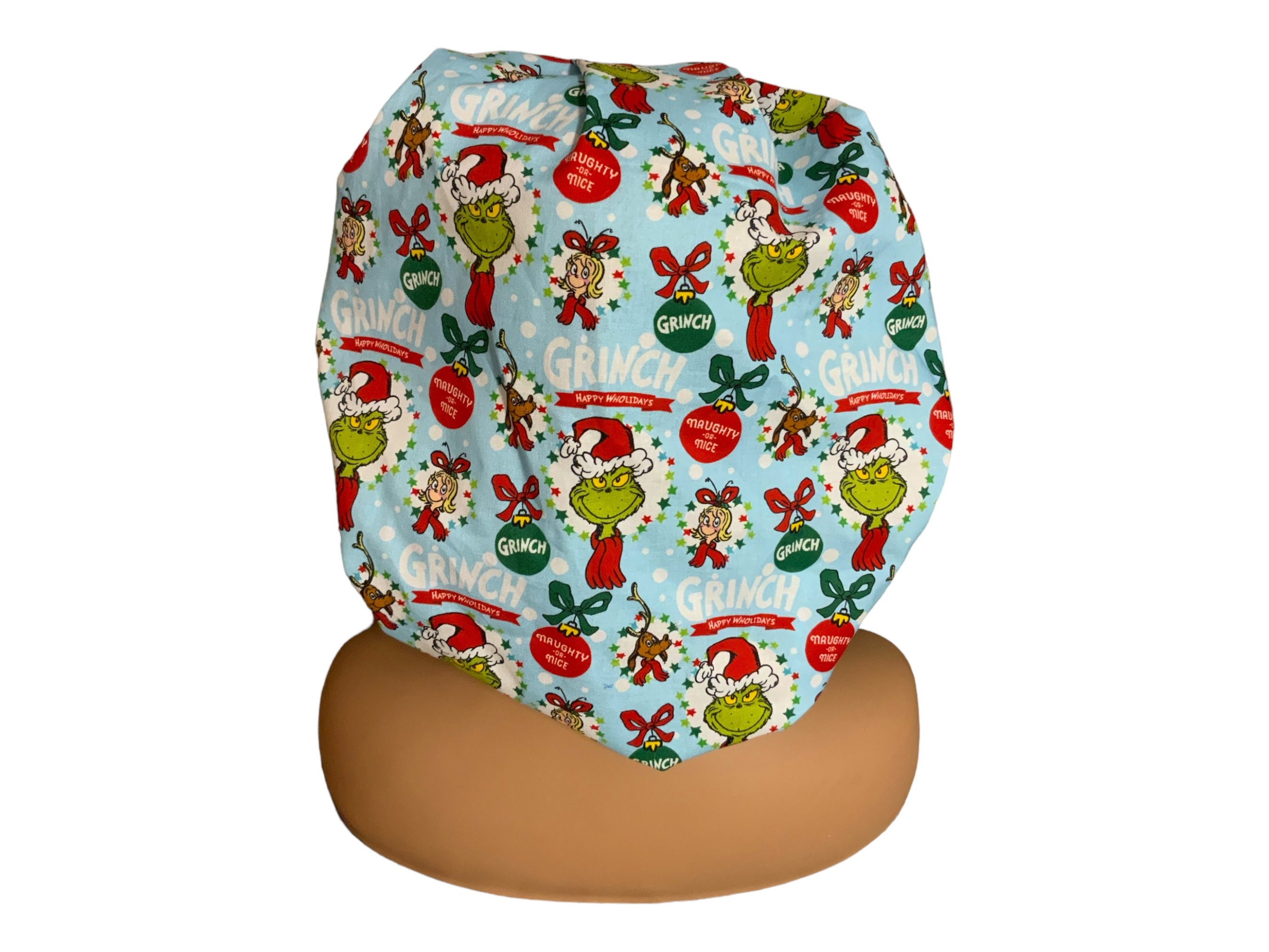 Grinch, Blue, Ornaments, Bouffant, European, Scrub, Surgical, Bonnet or ...