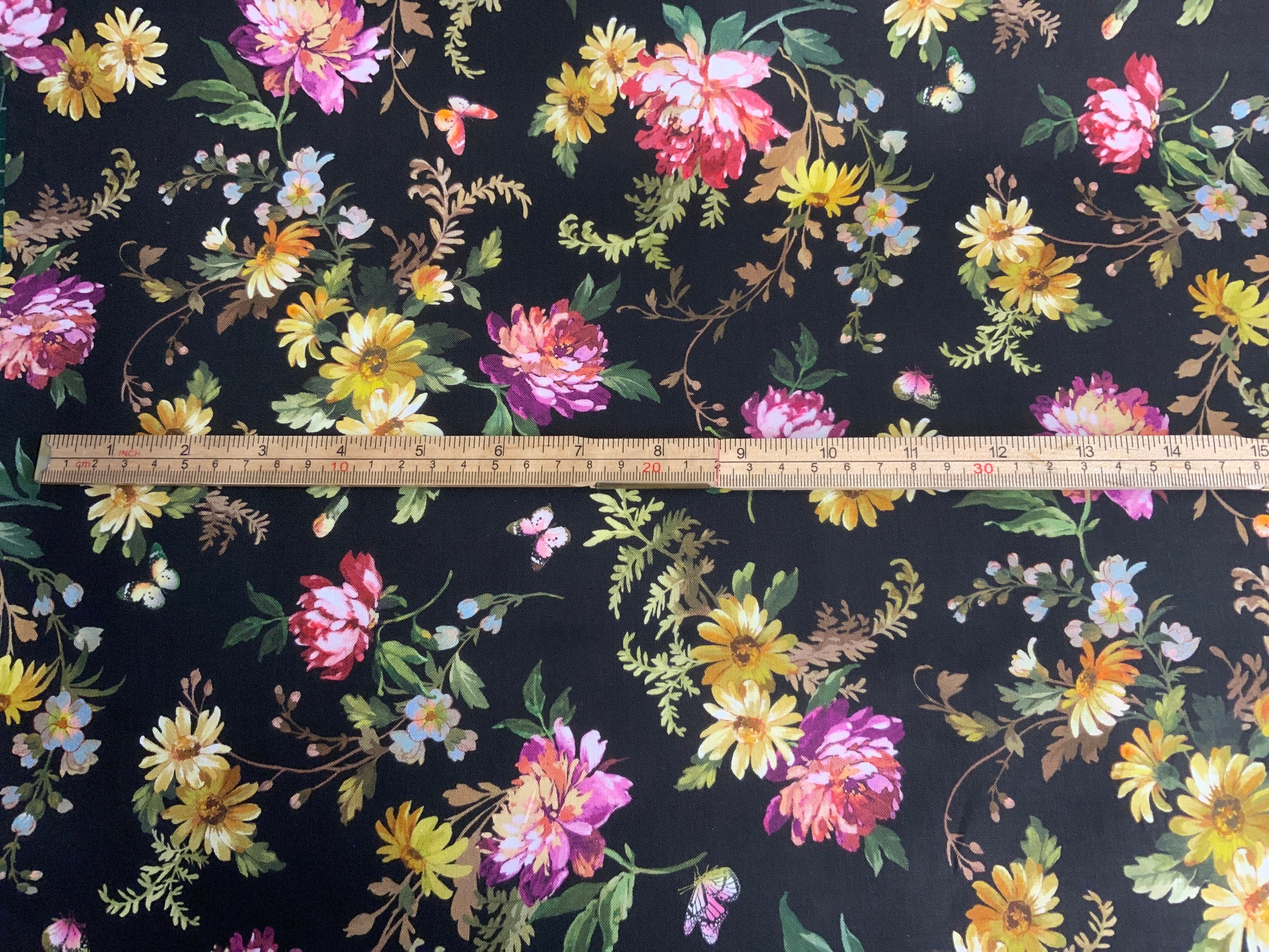 Michelle Miller Fabric Victorias Garden, Cotton BTY, Floral, Black - Etsy