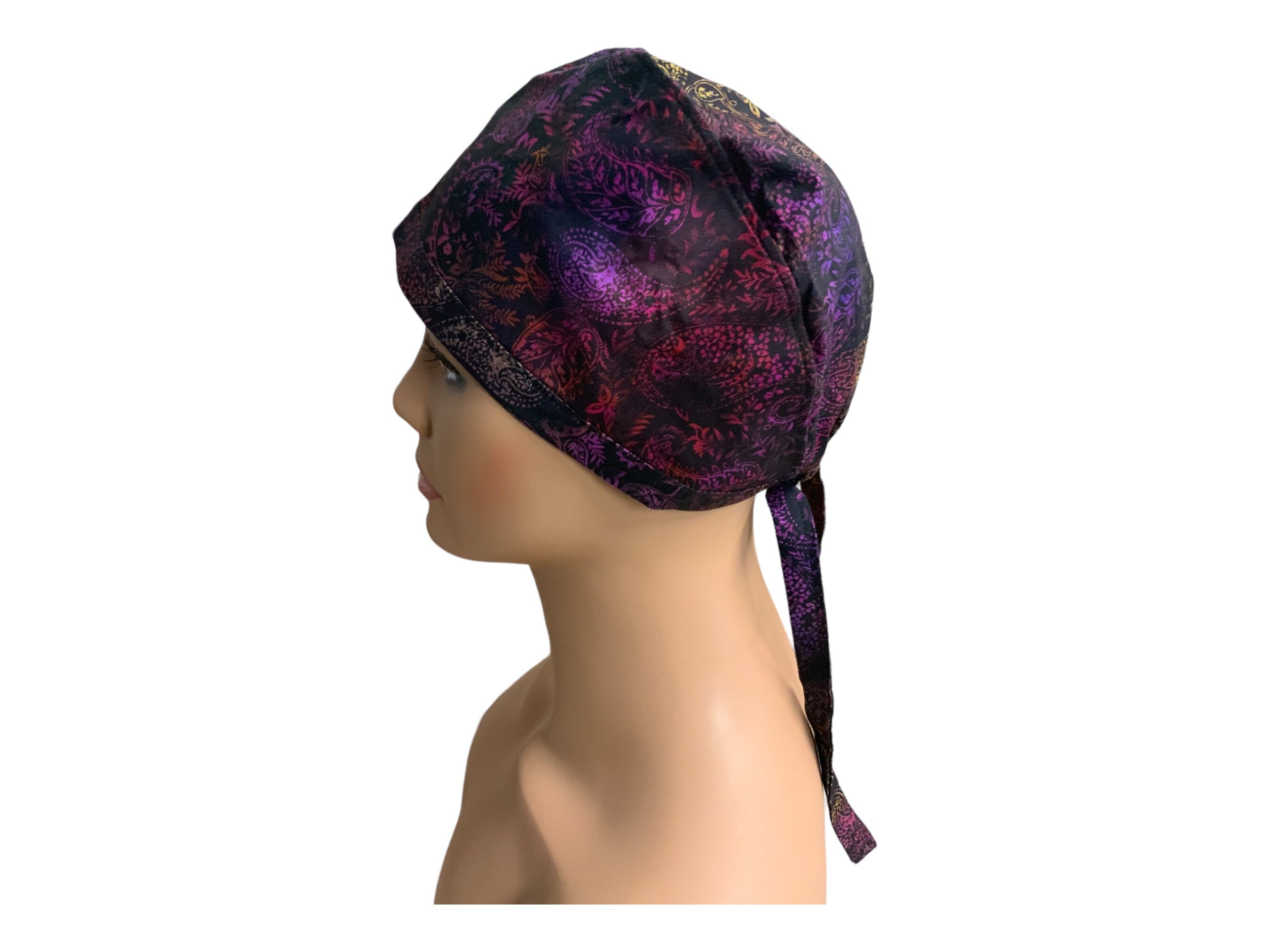 Purple Paisley, European, Surgeons, Scrub, Surgical, Bonnet or Hair ...