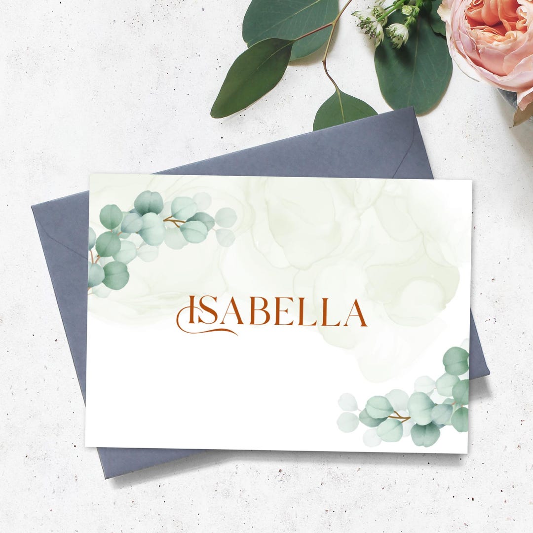 Greenery Place Card Templates | Wedding Name Tags | Printable Canva - Etsy