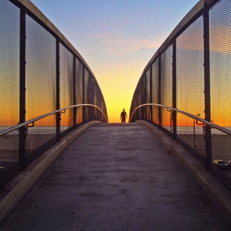 Venice Beach Sunset Print Art Santa Monica Bridge With Fence - Etsy