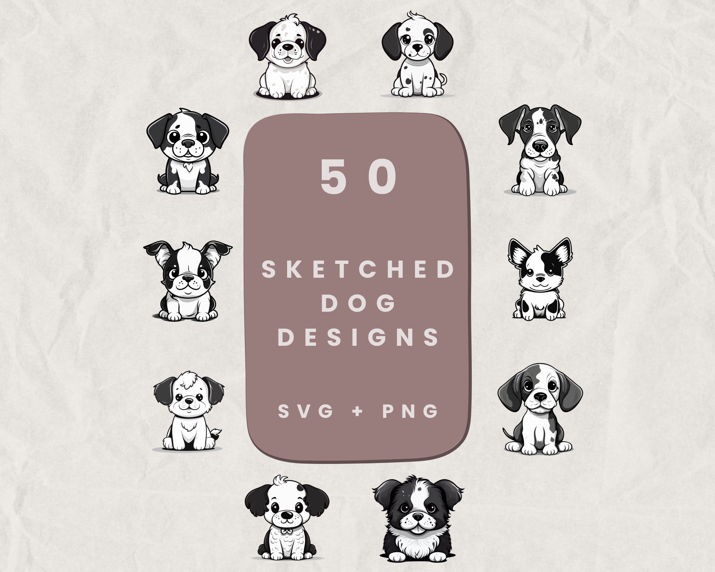 Sketched Dog Digital Clipart Bundle SVG & PNG Pet Doodle - Etsy