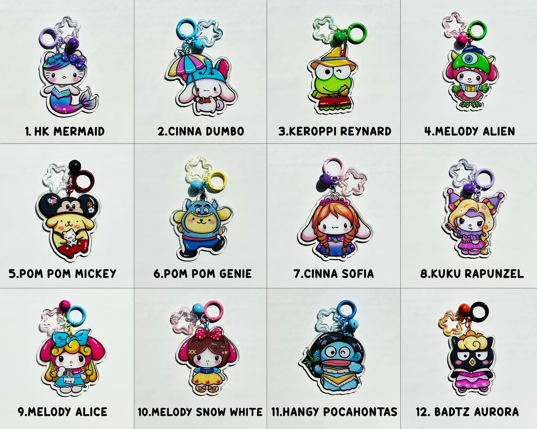 Sanrio Disney Characters Keychain - Princess and Disney Character ...