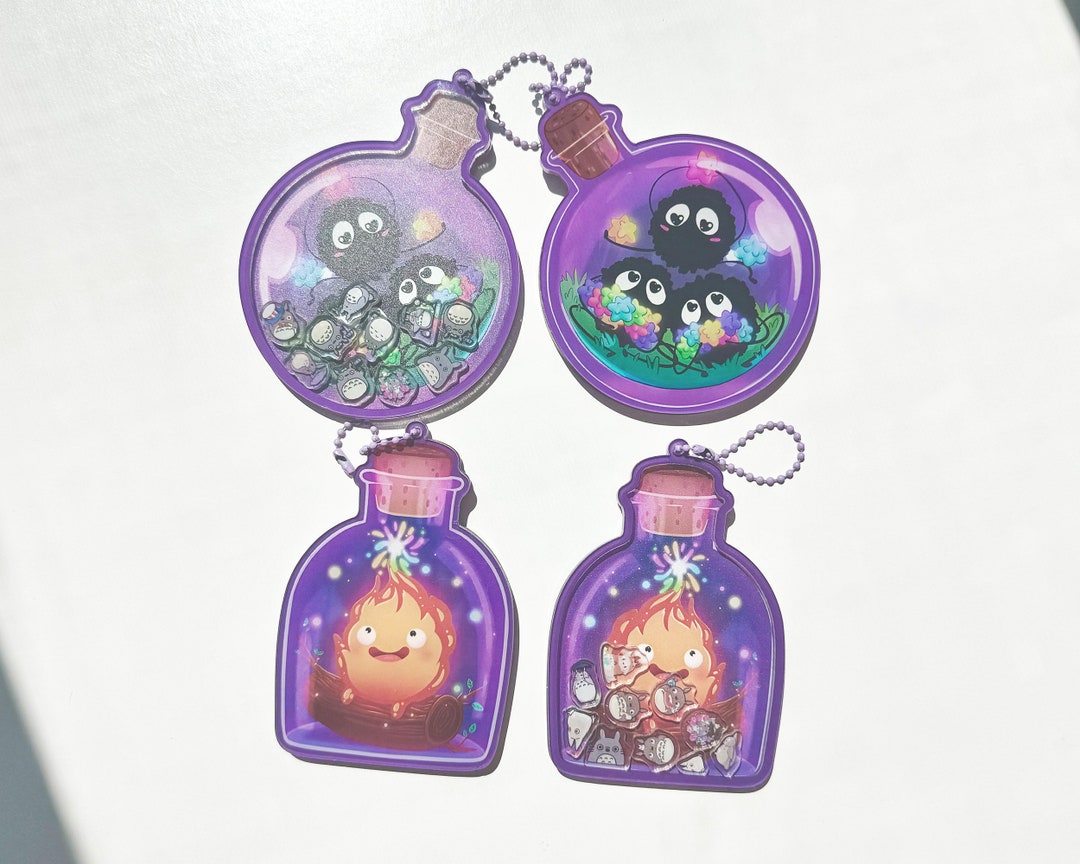 Spirited Away Ghibli Shaker Keychain soot Sprite,susuwatari ,calcifer ...