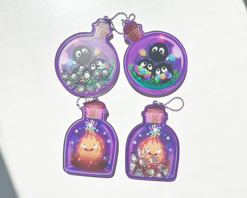 Spirited Away Ghibli Shaker Keychain soot Sprite,susuwatari ,calcifer ...