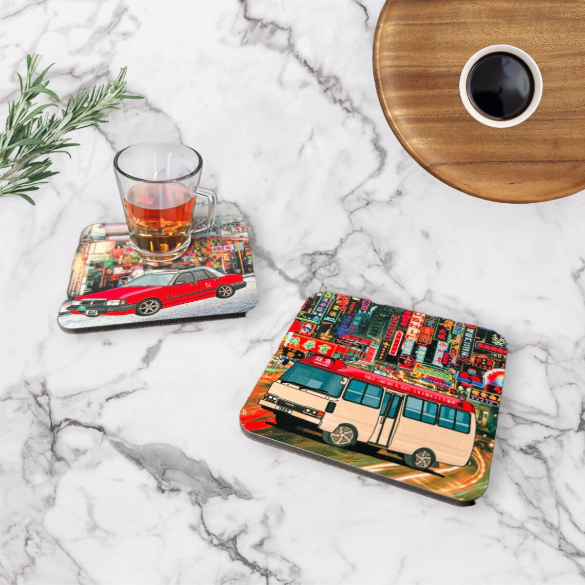 Illustrated Classic Hong Kong Mini Bus Coaster Hardboard - Etsy