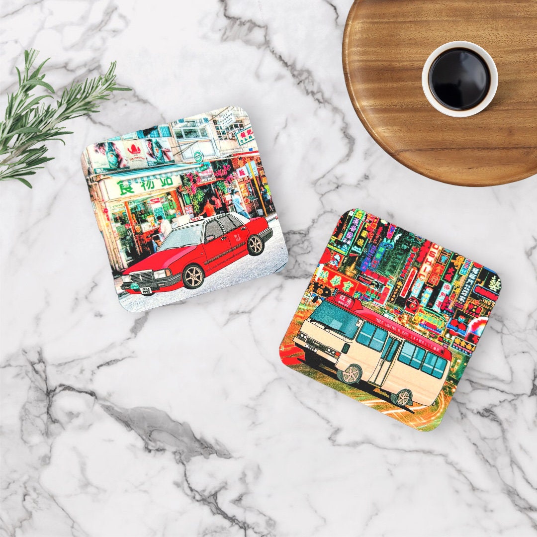 Illustrated Classic Hong Kong Mini Bus Coaster Hardboard - Etsy