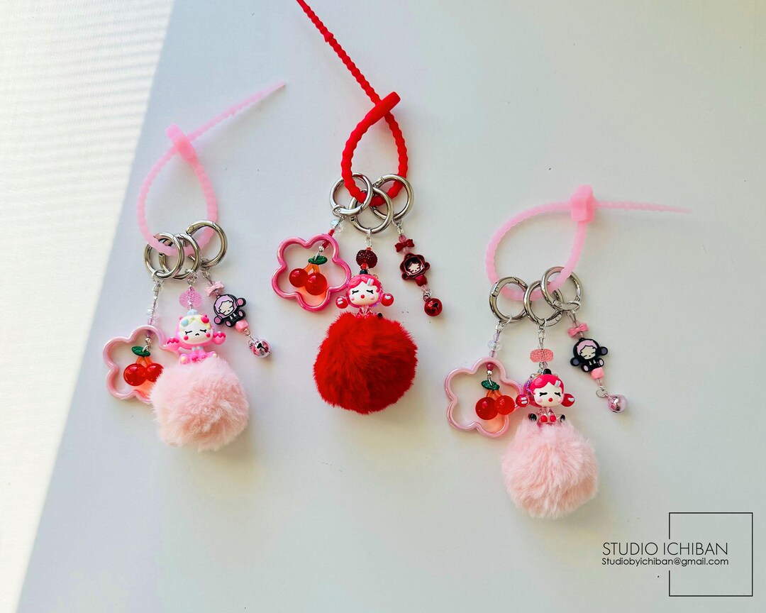 Skull Panda Hand-painted Keychain: Kawaii Stackable Bag Charm - Etsy