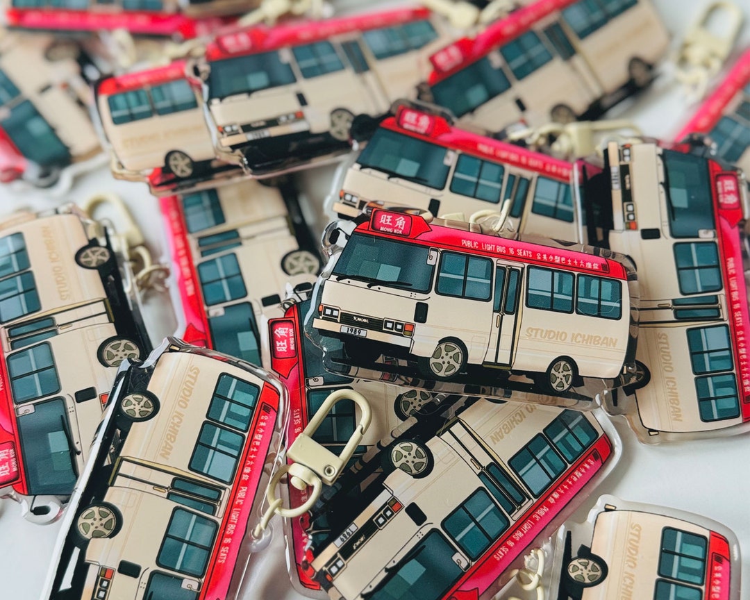 Nostalgic Mini Bus Cute Acrylic Keychain- Cute Acrylic Charm, Kawaii ...